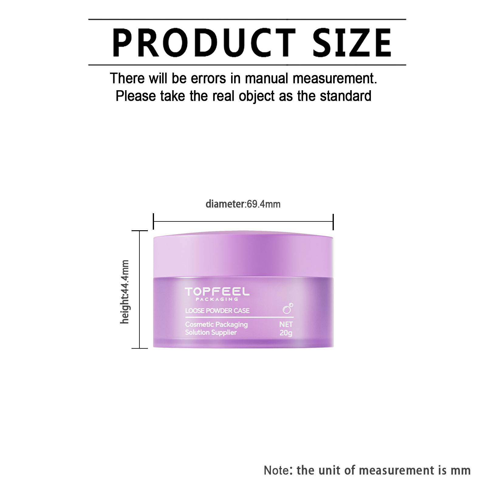 MB-70 Custom 20g Loose Powder Case With Mesh Sifter Wholesale - TOPFEEL